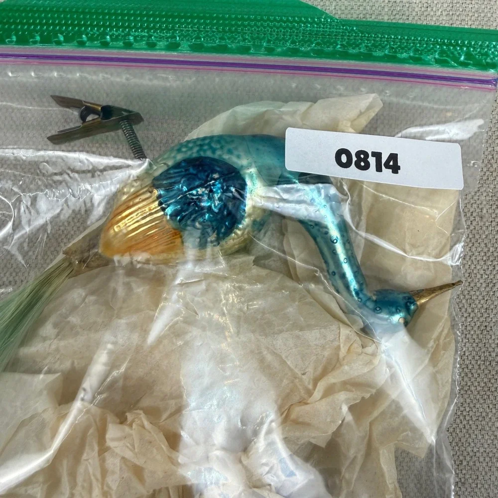 Holiday | Vintage Shiny Brite Blue Mercury Glass Peacock Christmas ...